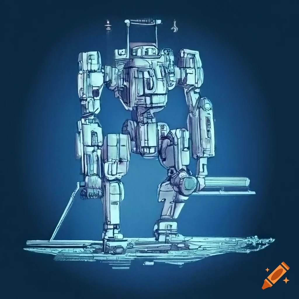 Blueprint of a light mech with internal structures