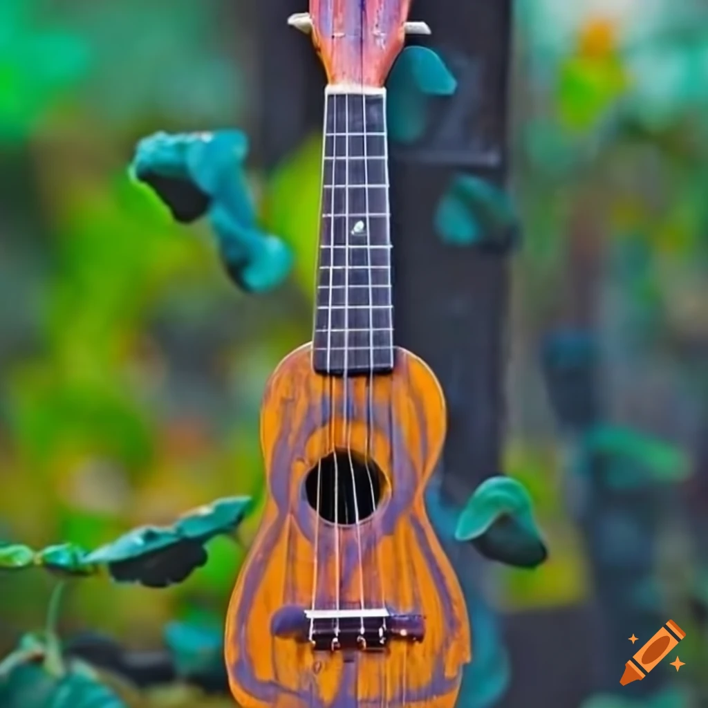 Ukuleles in an allotment on Craiyon