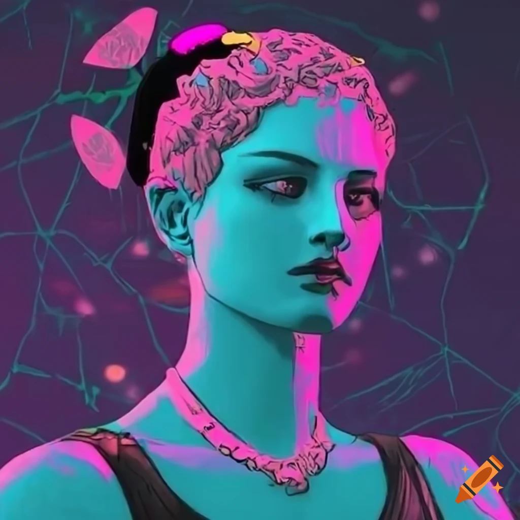 Vaporwave mucha art on Craiyon