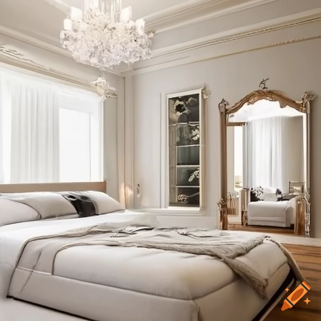 Elegant bedroom with hidden mirror on Craiyon