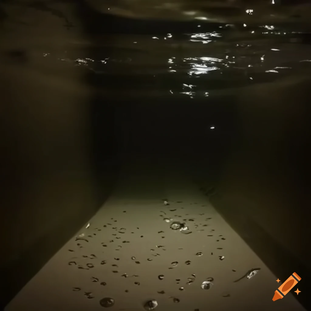 Dimly lit indoor spaces flooded with clear water on Craiyon