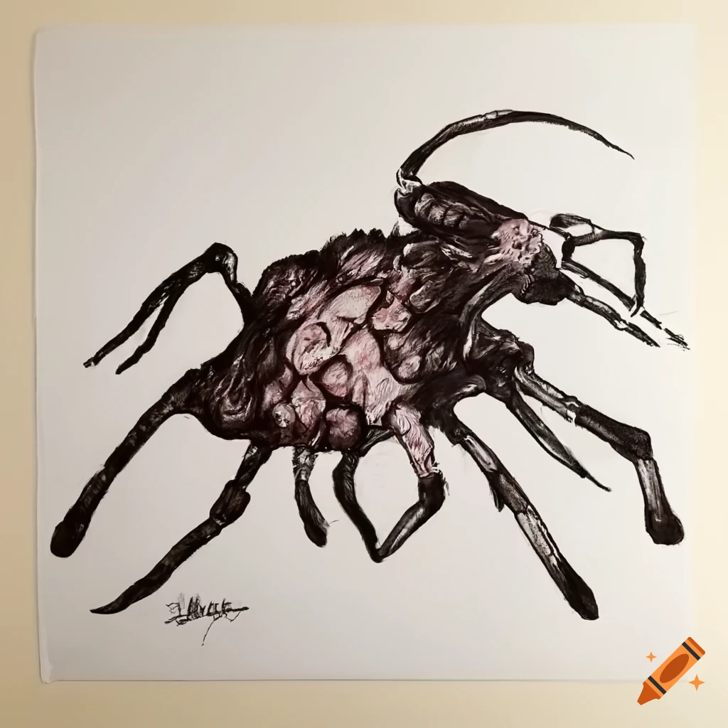 Image of a spider and cow together