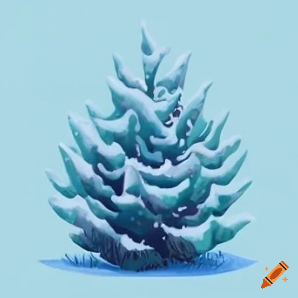 Snow covered garden shrub on Craiyon
