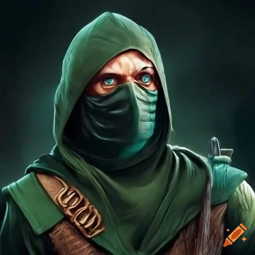 Hyper-realistic depiction of ninja robin hood