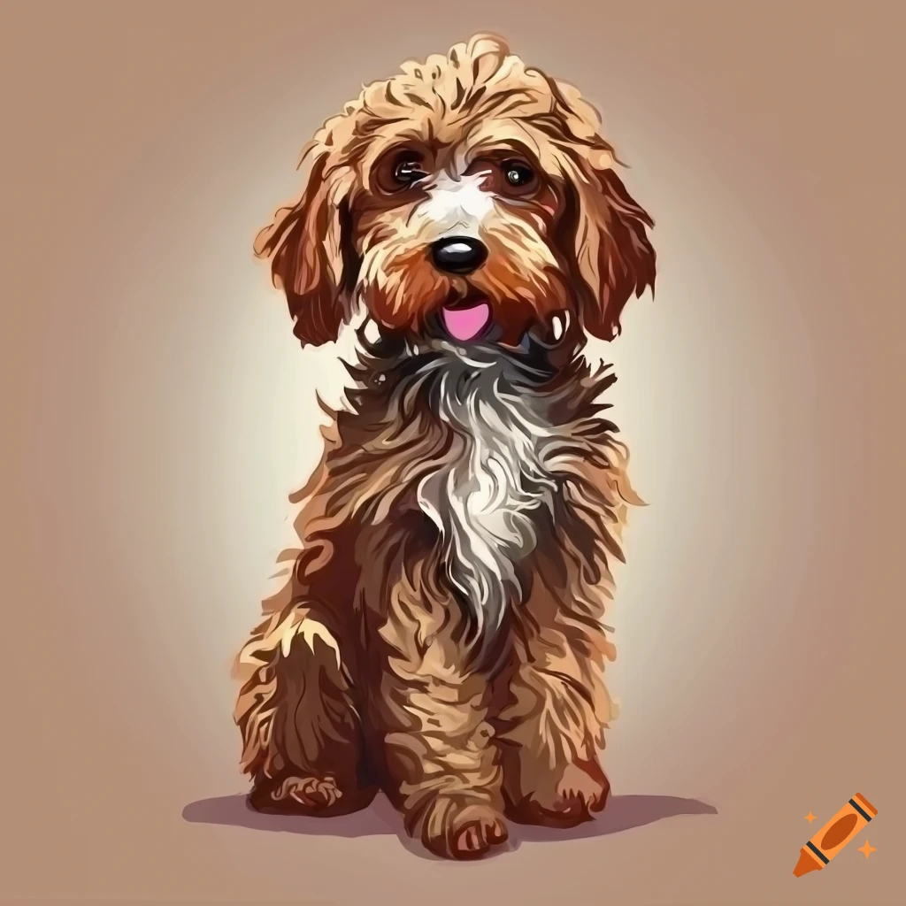 Cartoon illustration of different doodle dog breeds