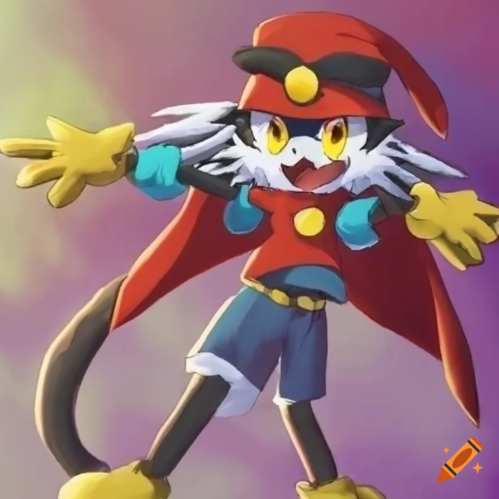 Klonoa in link's kokiri outfit striking a brave pose on Craiyon