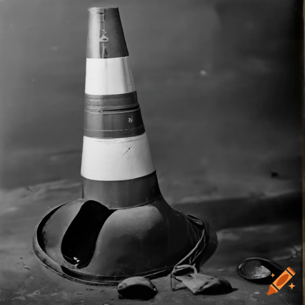 Vintage photo of a traffic cone during world war ii on Craiyon