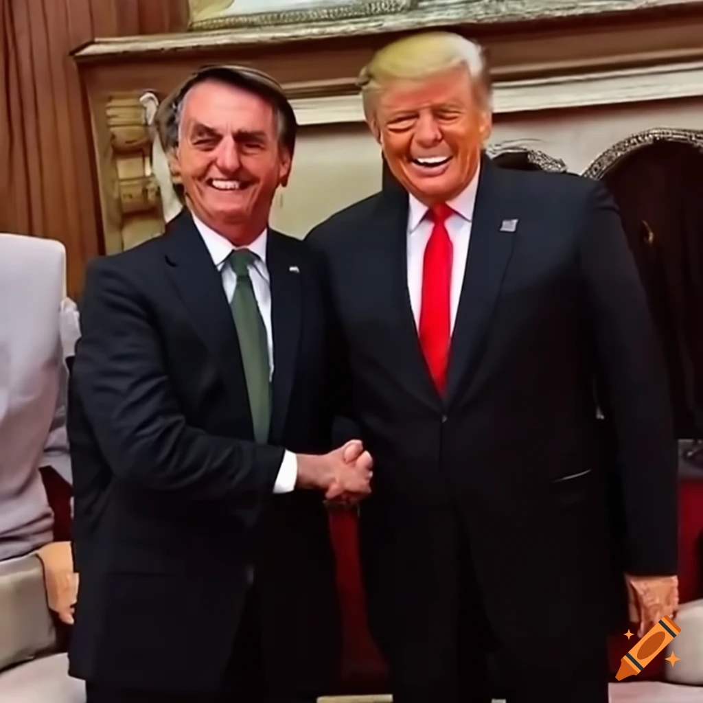 Politicians bolsonaro and trump hugging on Craiyon