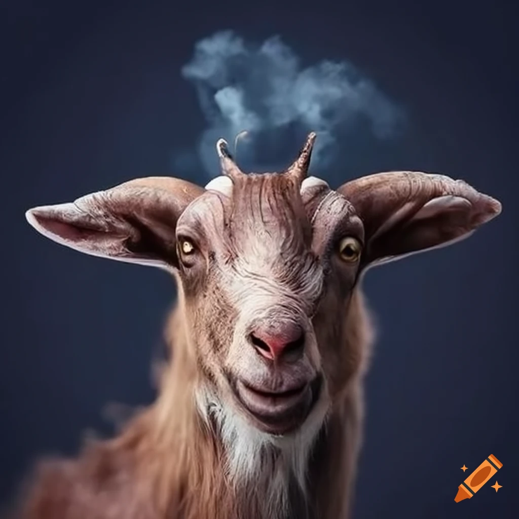 Goat blowing vape clouds