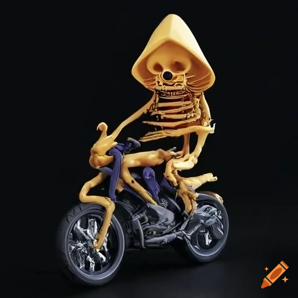 Colorful urban art of a skeleton doing a wheelie on a Yamaha motorcycle ...