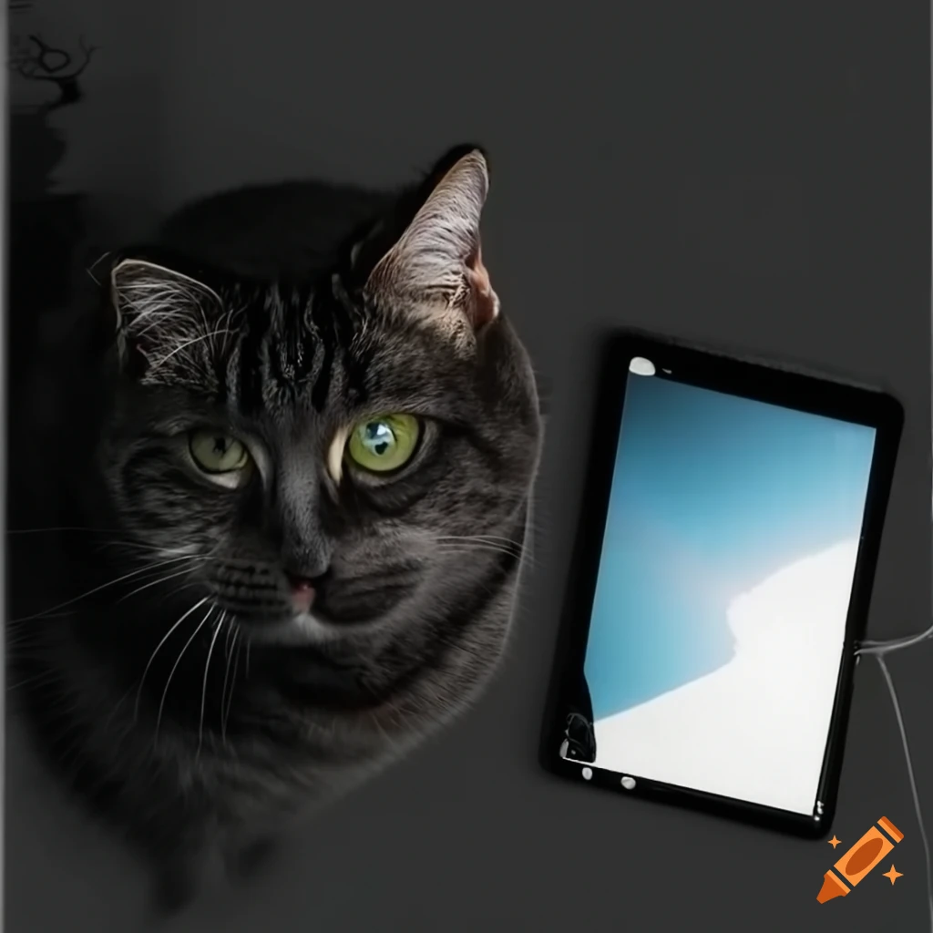 A picture of a cat sitting in front of a computer, looking at the ...