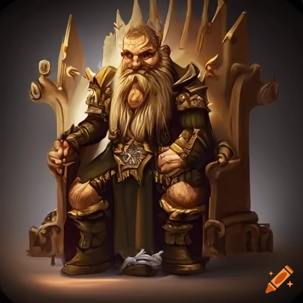 Artistic depiction of a dwarf on a throne on Craiyon