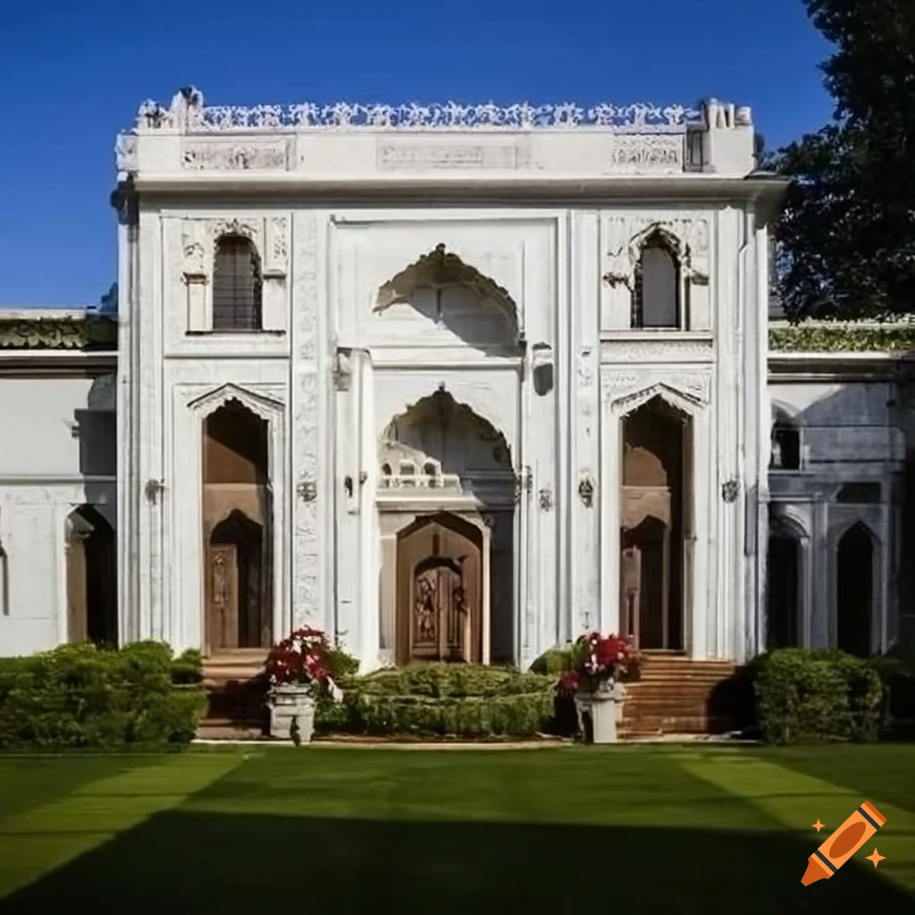 Frontal elevation of mughal mahal white house whitemarsh lynnewood ...