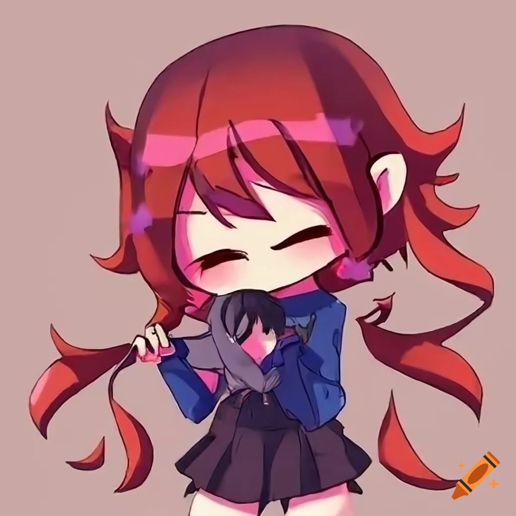 Chibi anime girl with red hair on Craiyon