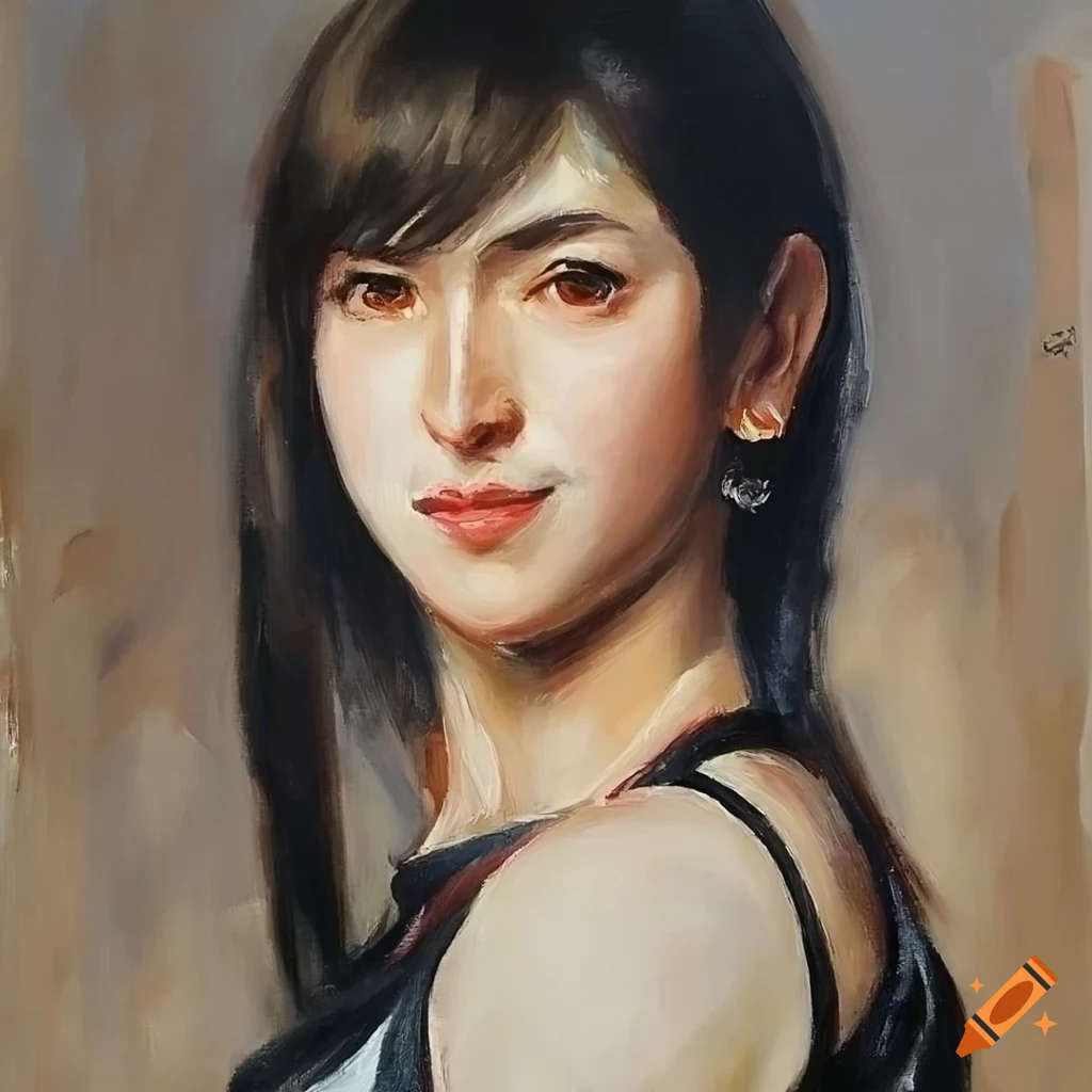 Oil painting of tifa lockhart