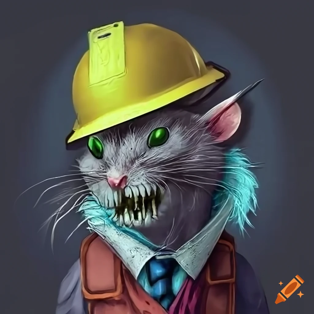 Adorable undead zombie rat in quirky attire holding a clipboard on Craiyon