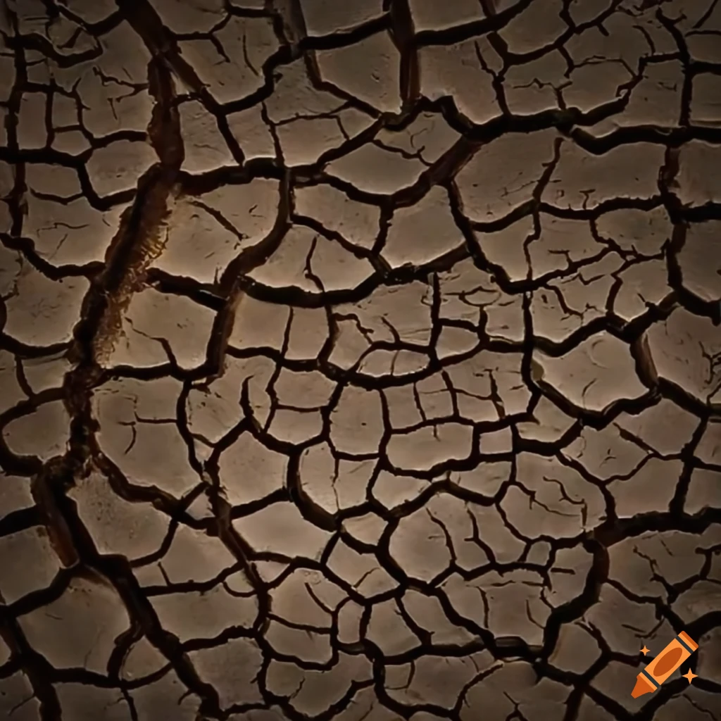 Cracks on clay surface on Craiyon