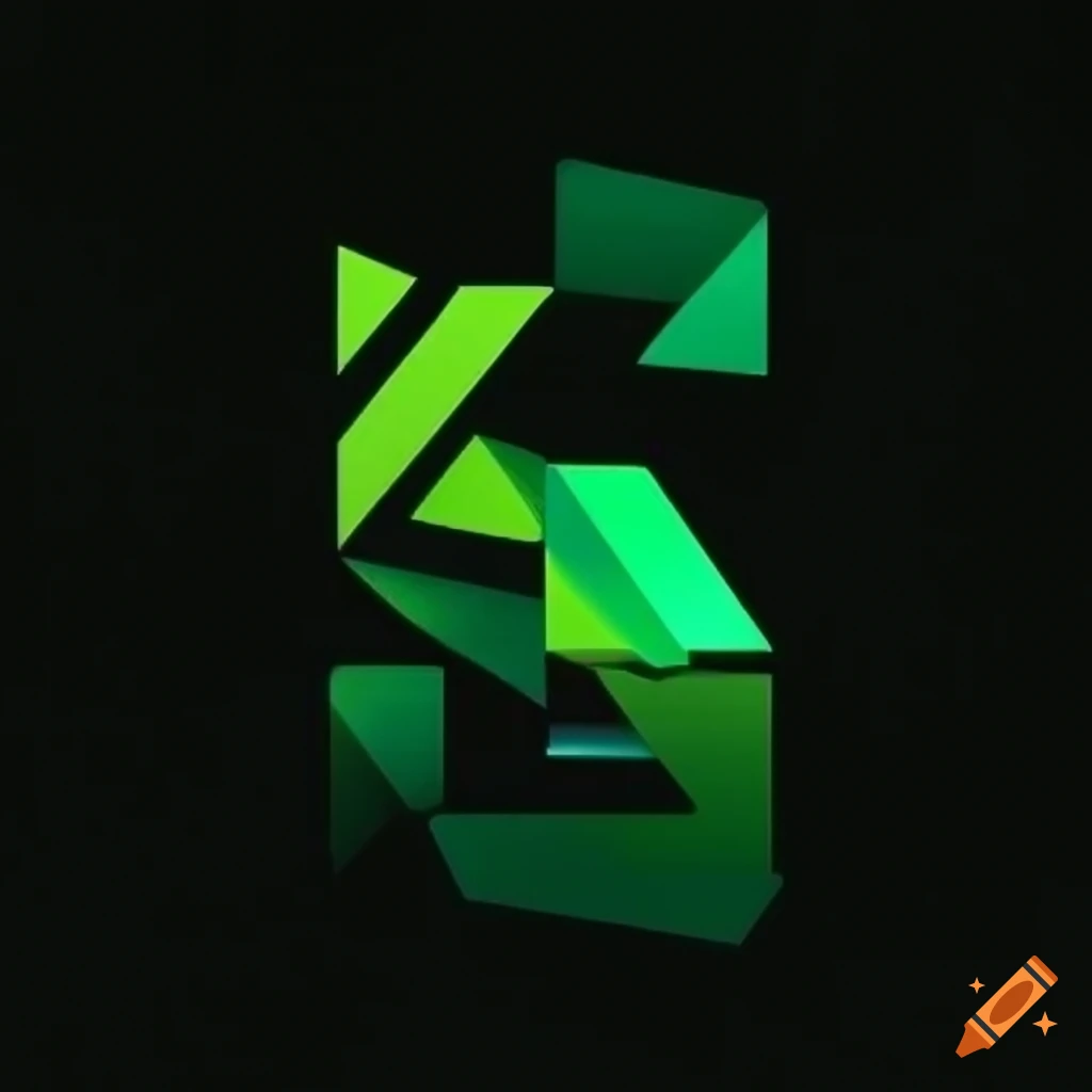 Futuristic logo design with green and black