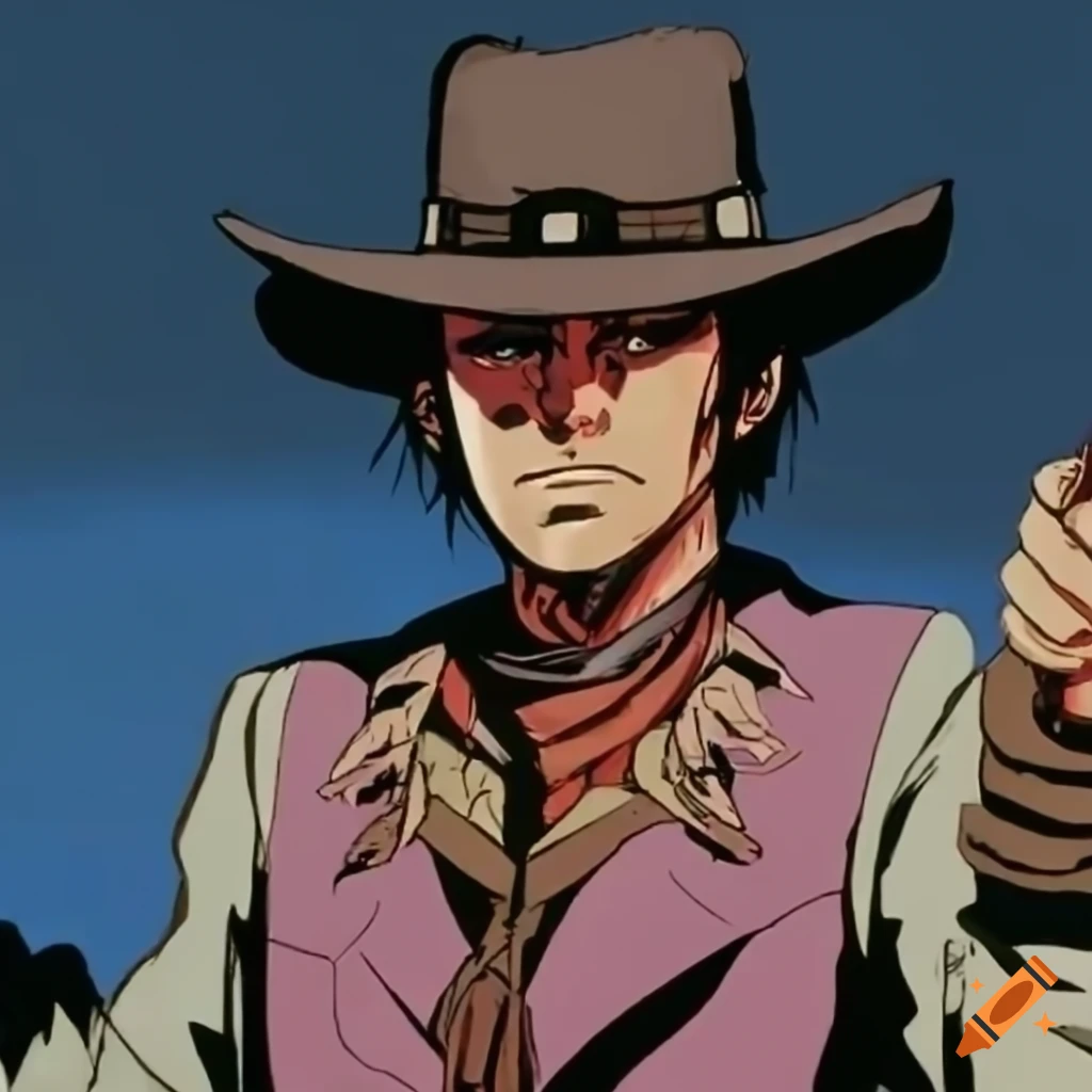 Rugged cowboy from 80s-90s OVA anime on Craiyon