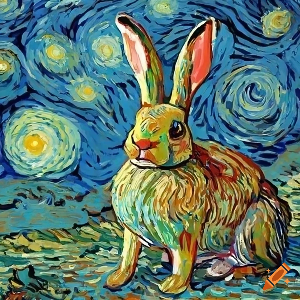 Van Gogh Style Painting Of A Rabbit