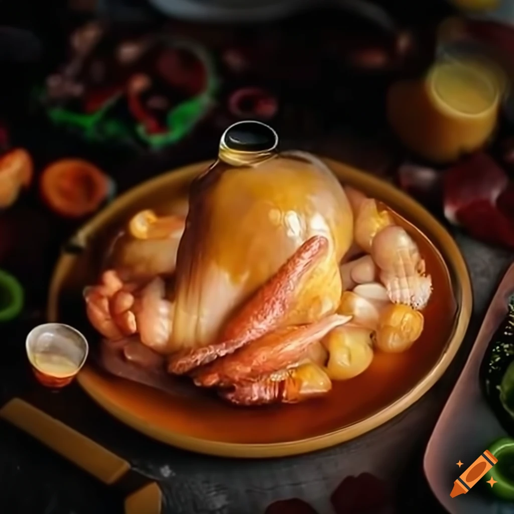 Intricate and detailed Thanksgiving aspic dish on Craiyon