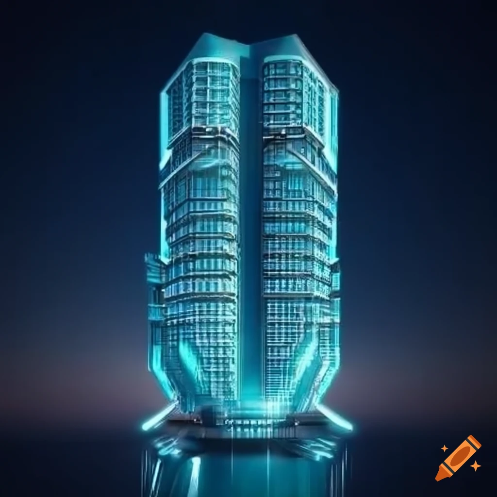 Detailed futuristic building on Craiyon