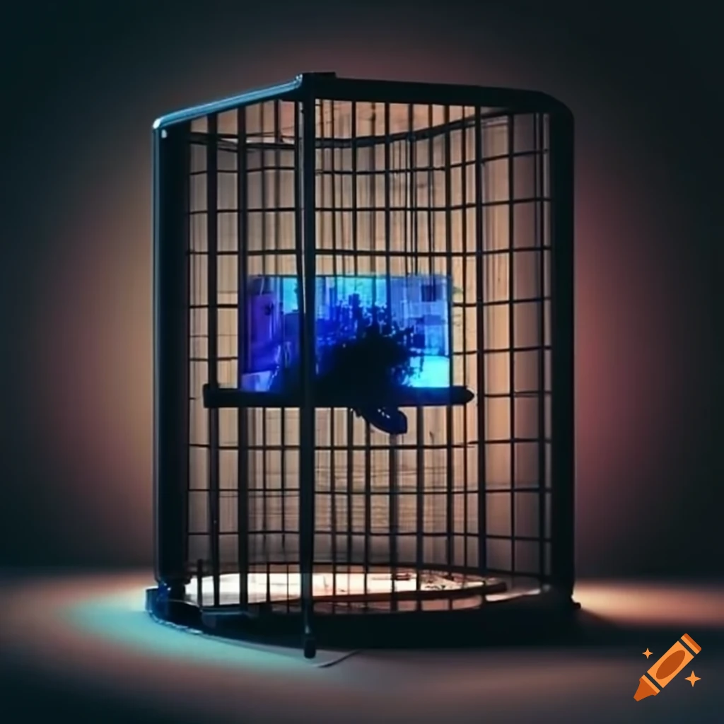 Caged screen monitor on Craiyon