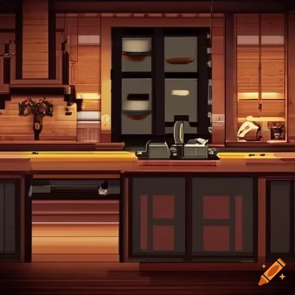 2D pixel art of a kitchen room on Craiyon