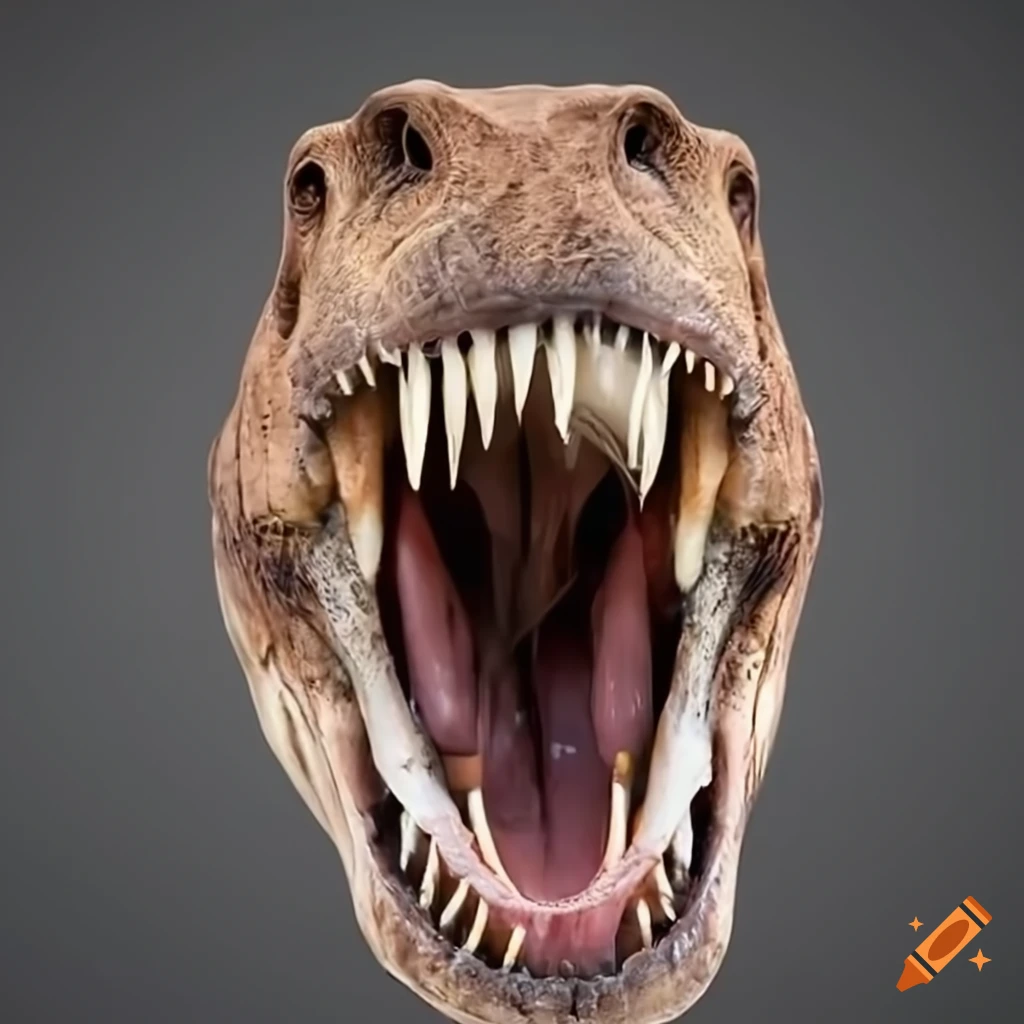 Illustration of a t-rex's mouth and throat on Craiyon