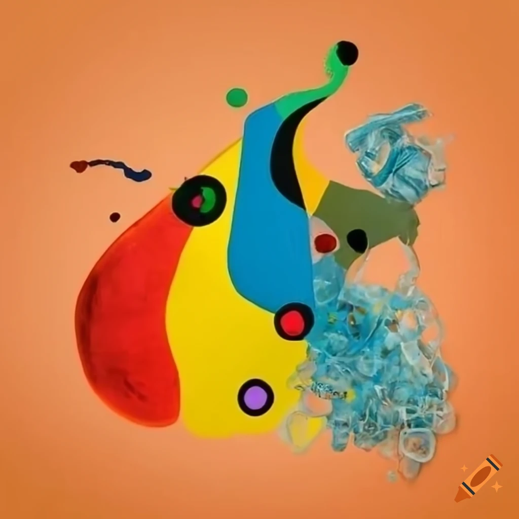 Miro style artwork depicting plastic pollution