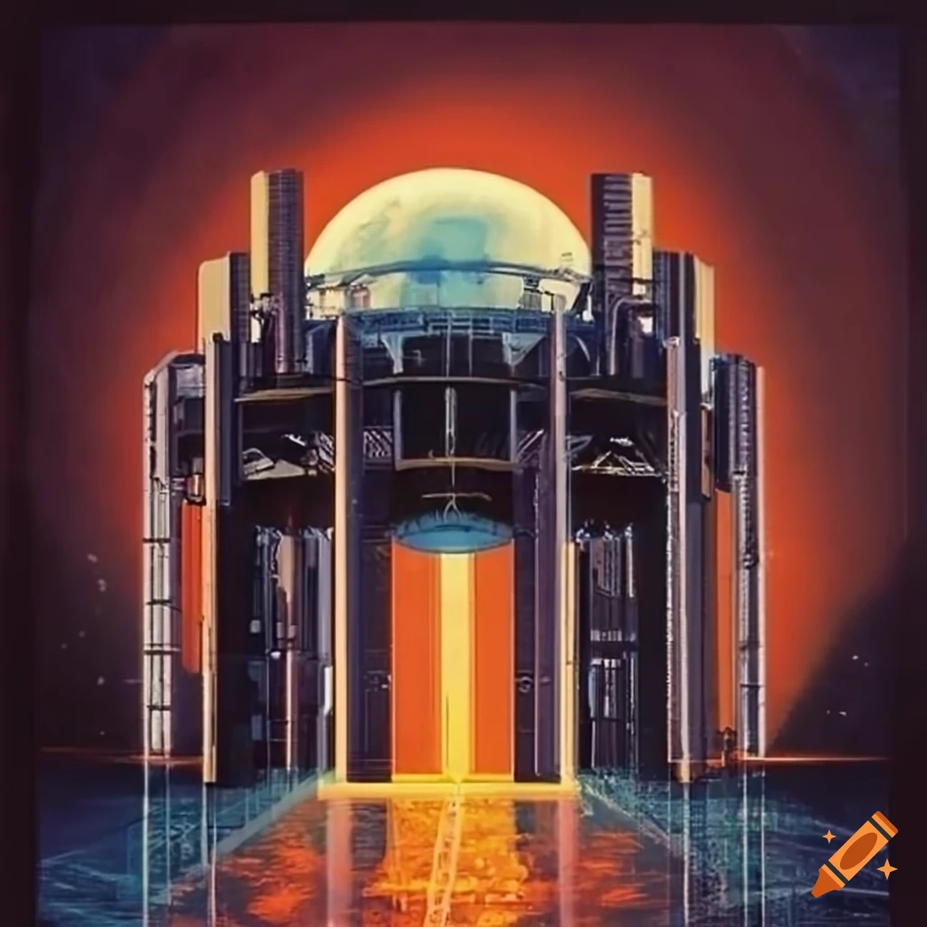 70s scifi art of a space elevator on Craiyon