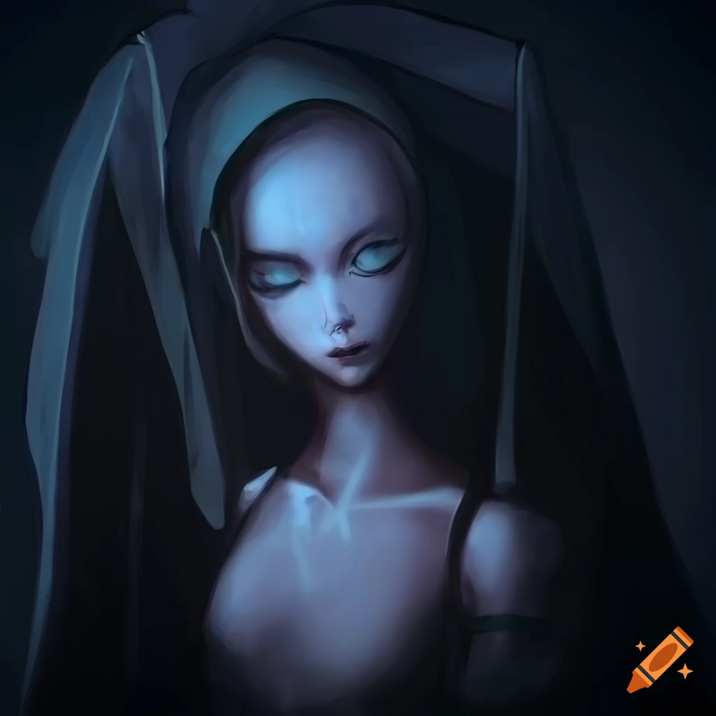 Artistic image of a puppet nun ballerina in a Bloodborne garden on Craiyon
