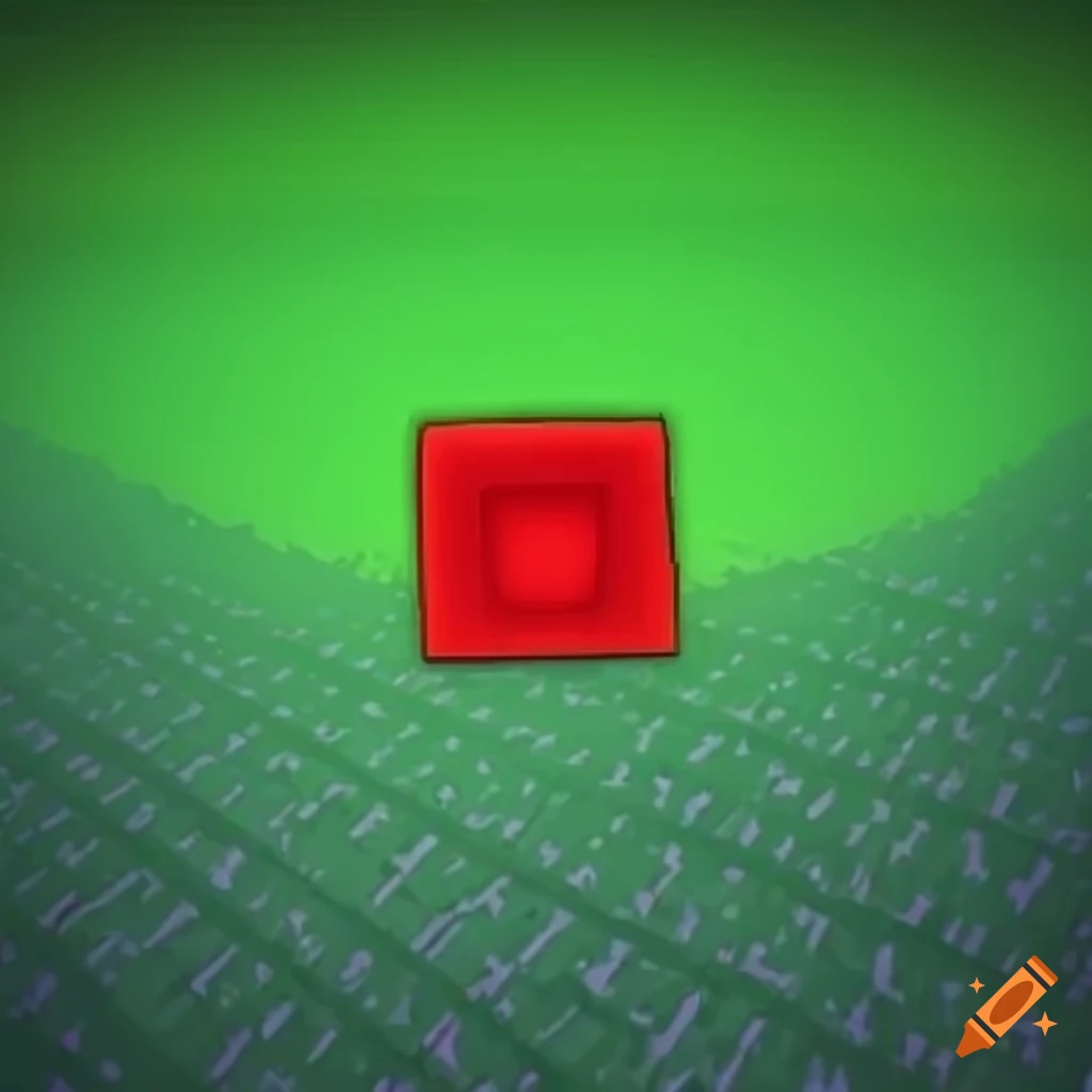 Red square with hole on green field in ROBLOX on Craiyon