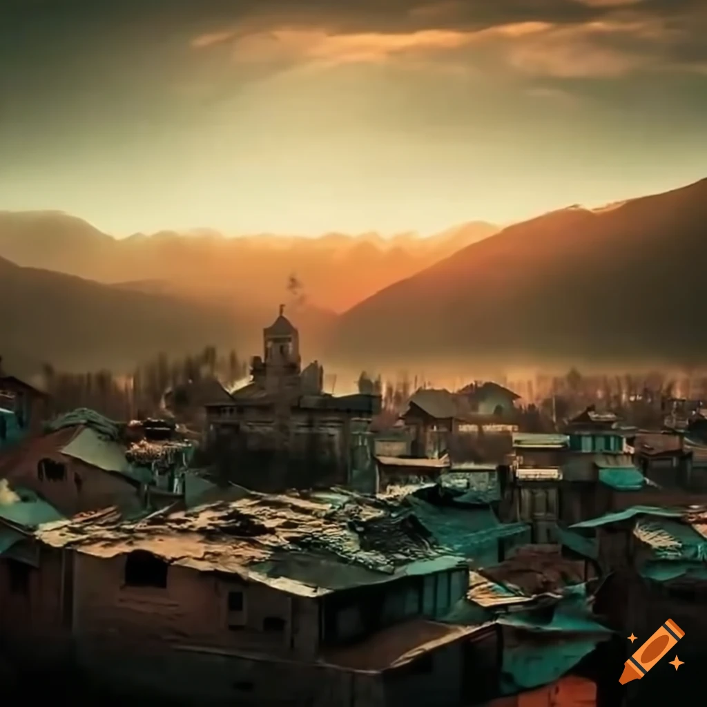 City hall and slums with a beautiful sunrise on Craiyon