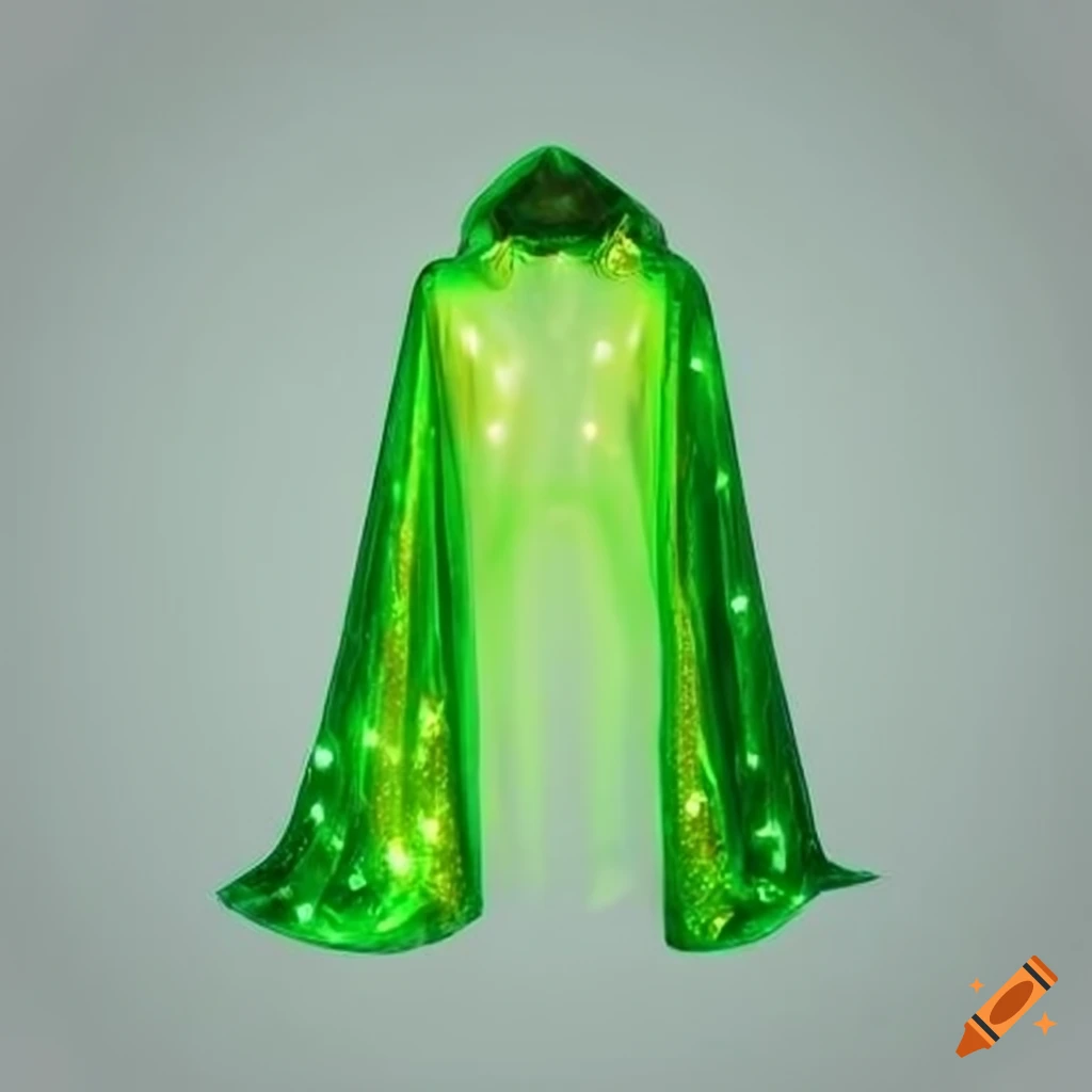 Neon green and gold hooded cape on white background on Craiyon