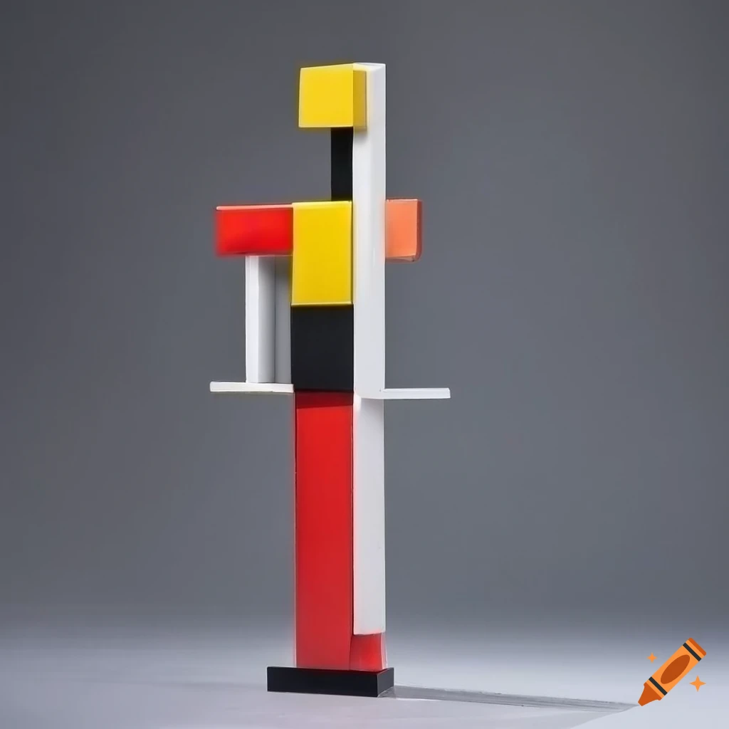 White and primary colored human figure sculpture on Craiyon