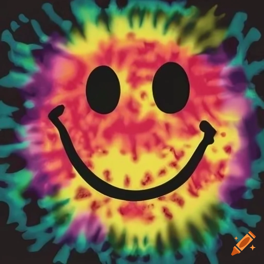 Tie dye smiley face on Craiyon