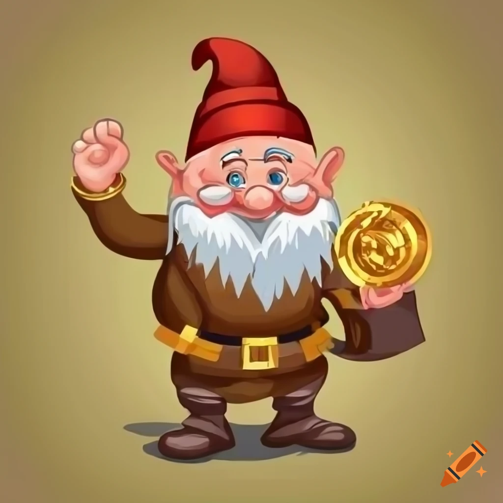 Cartoon dwarf with gold coins