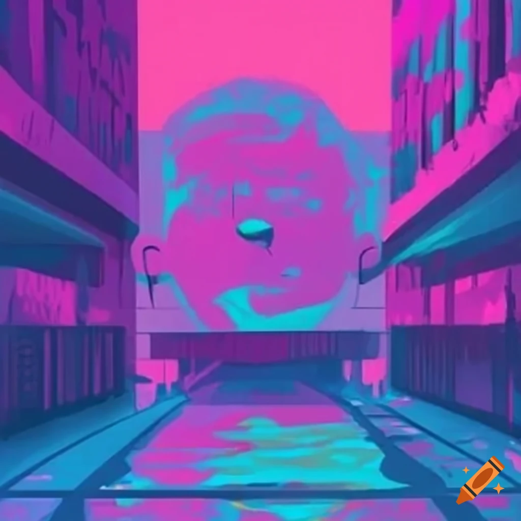 Vaporwave artwork featuring charlie brown on Craiyon