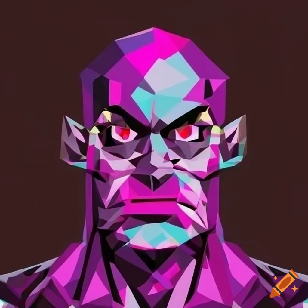 Retro polygon portrait of a super villain on Craiyon