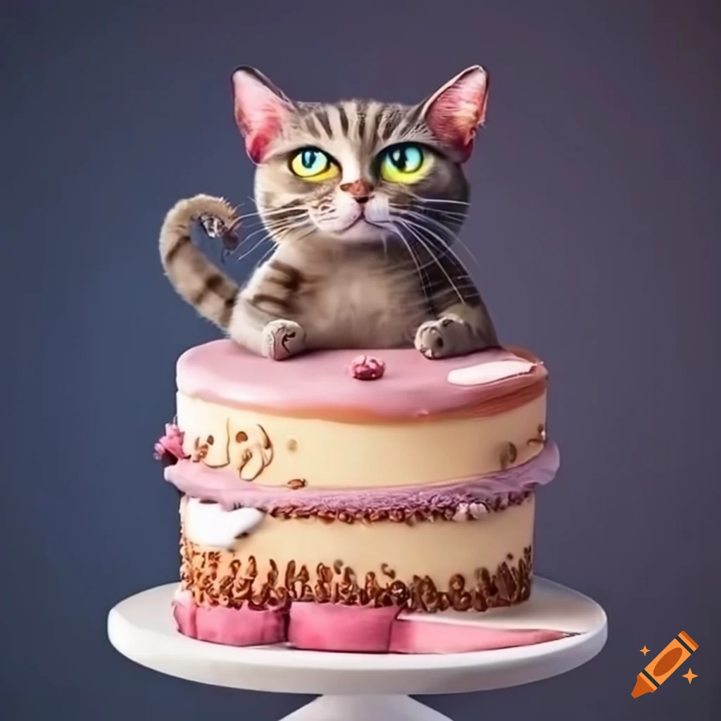 Cat holding a cake on Craiyon