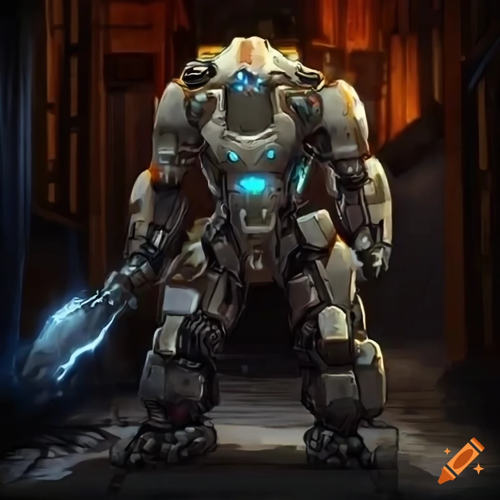 High definition cyborg wizard mech on Craiyon