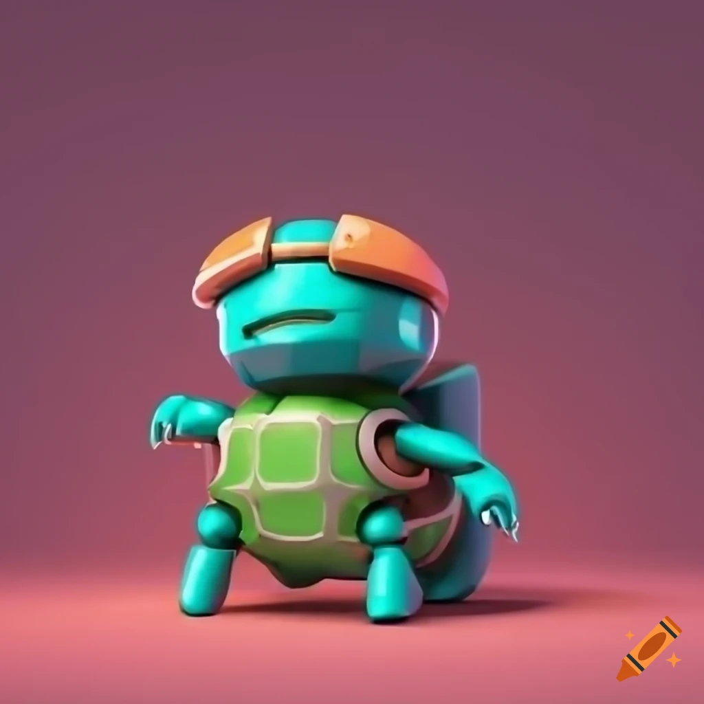 Cute 3d render of a mecha turtle on Craiyon