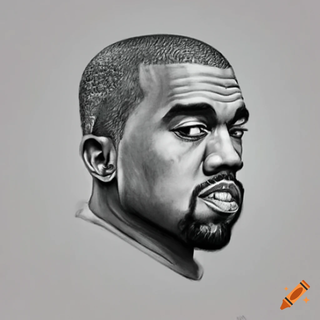 Detailed pencil portrait of kanye west on Craiyon