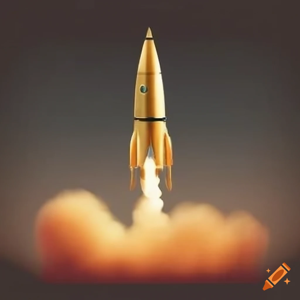 Brass rocket sculpture on Craiyon