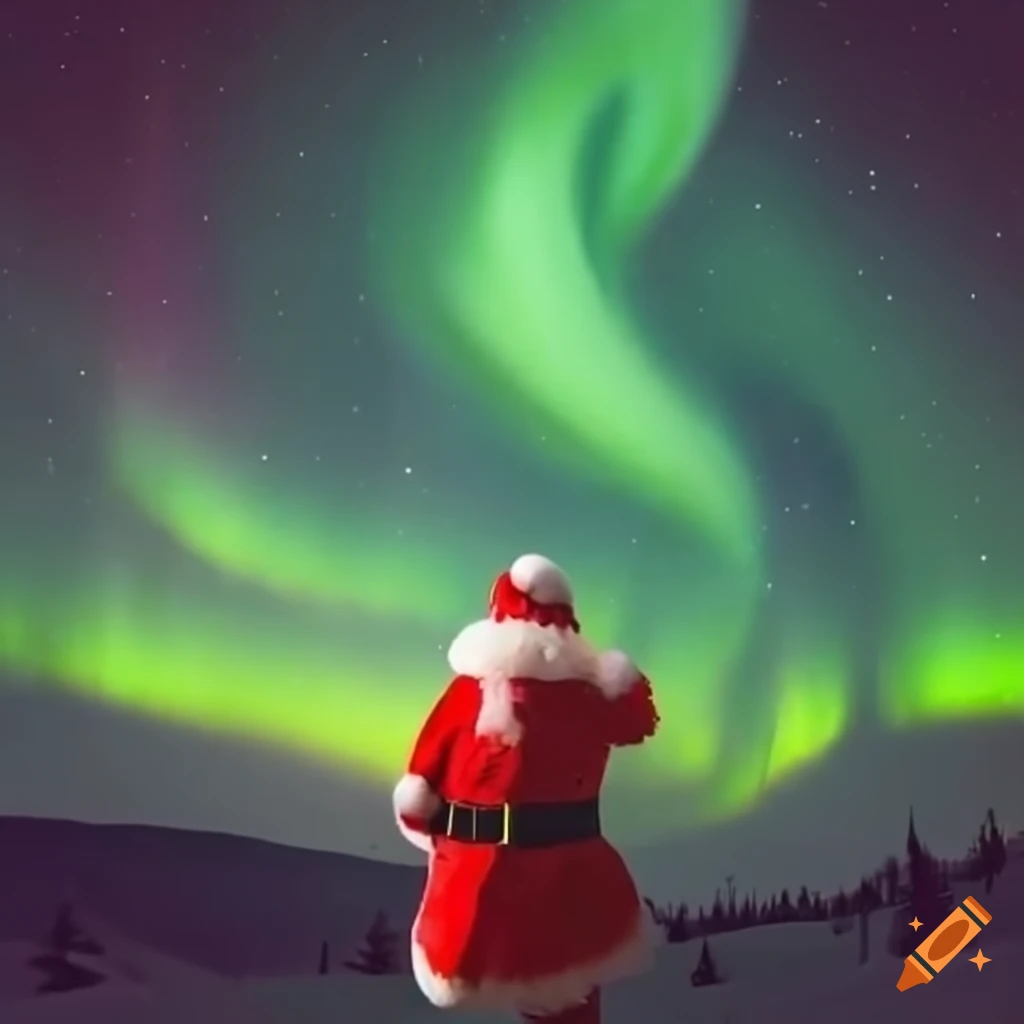 Santa in the aurora borealis on Craiyon