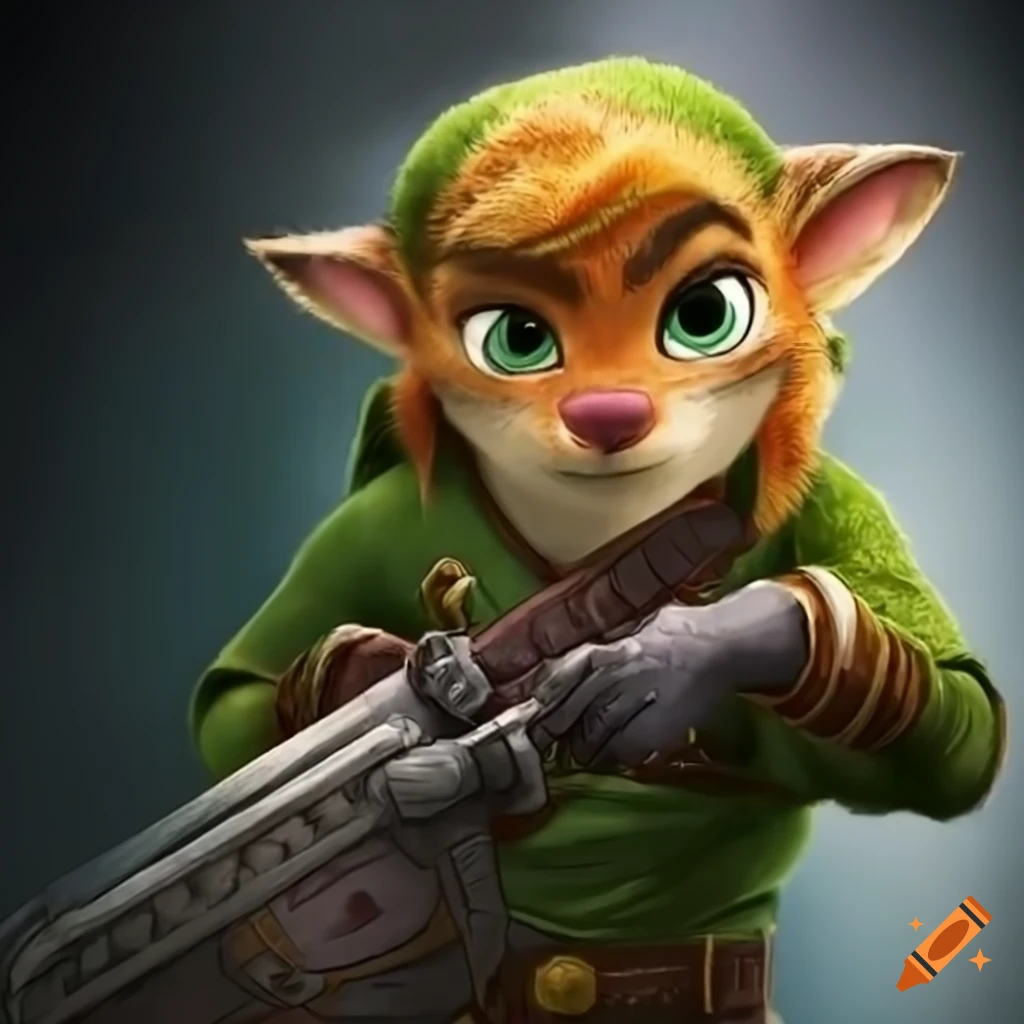 Link from legend of zelda meets characters from zootopia