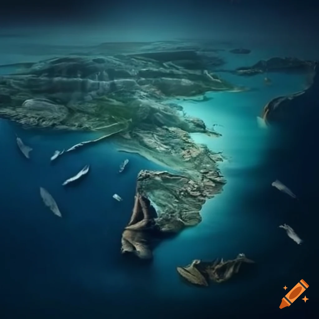 Overhead view of the bermuda triangle on Craiyon
