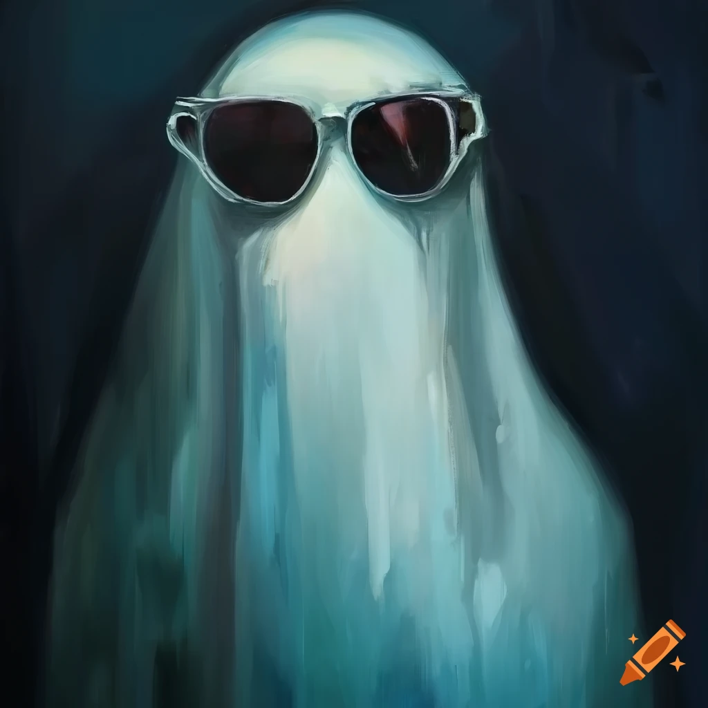 Oil painting of a ghost wearing sunglasses