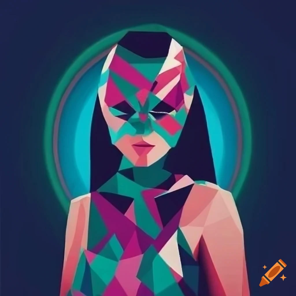 Portrait of a retro-style masked hero girl with lightning powers